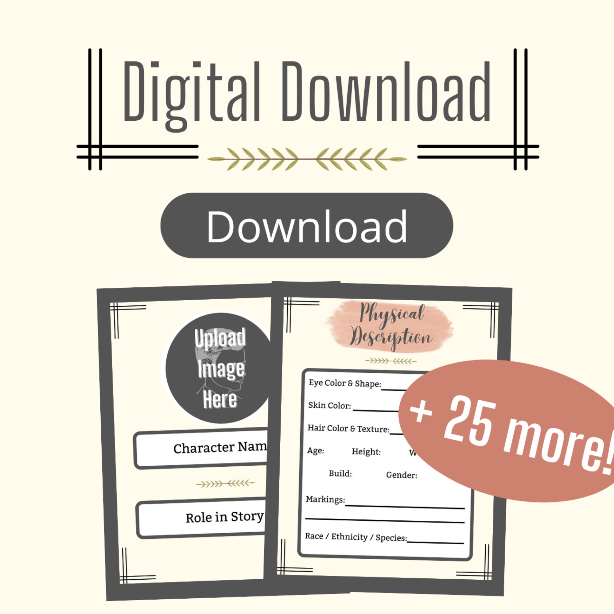 Crafting a Character Template - Character Profile Digital Printable PDF ...