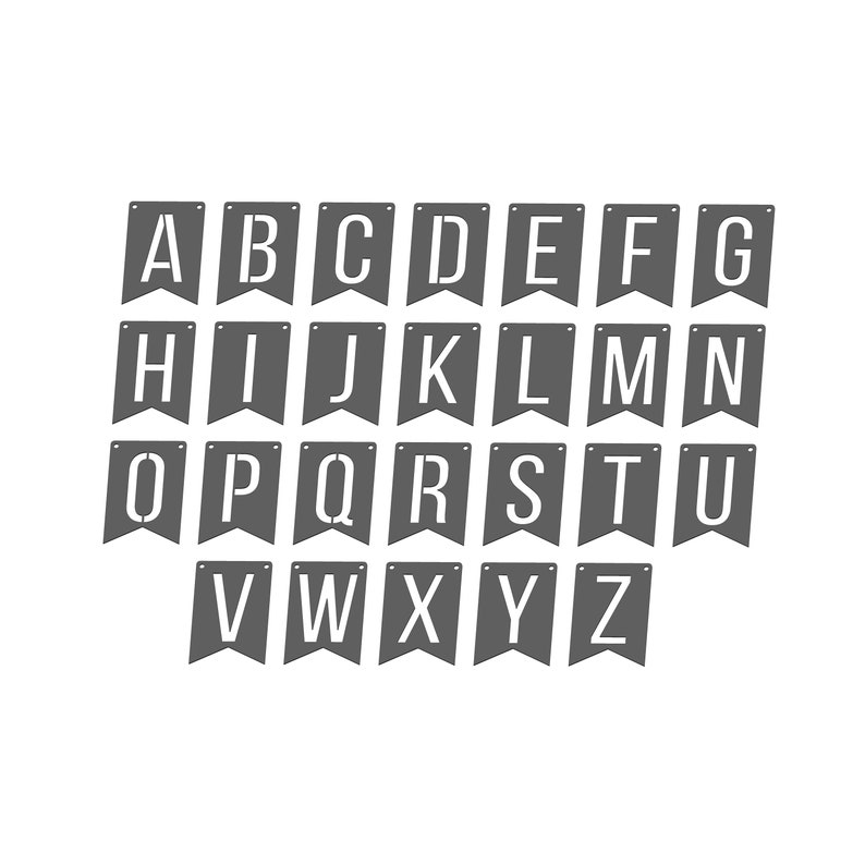Banner Alphabet Font Dxf Svg Files | Hanging Alphabet Letters Laser Cut ...
