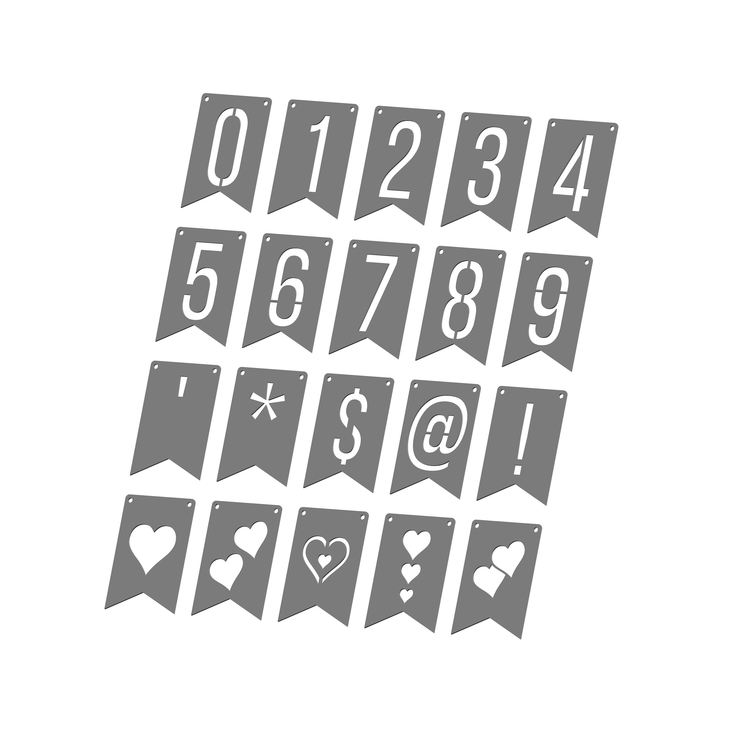 Banner Numbers Font Dxf Svg Files | Hanging Numbers Laser Cut Files ...