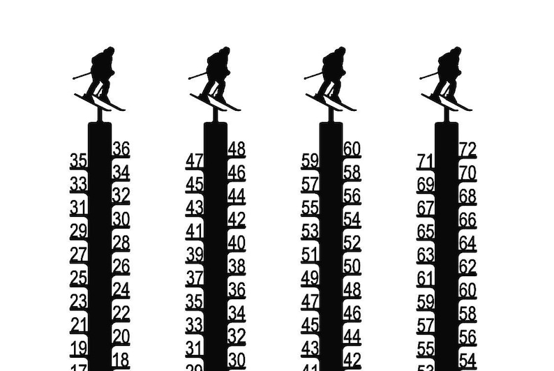 4 Pcs,skier Snow Depth Gauge Dxf and Svg Files, 36 48 60 and 72 Inc ...