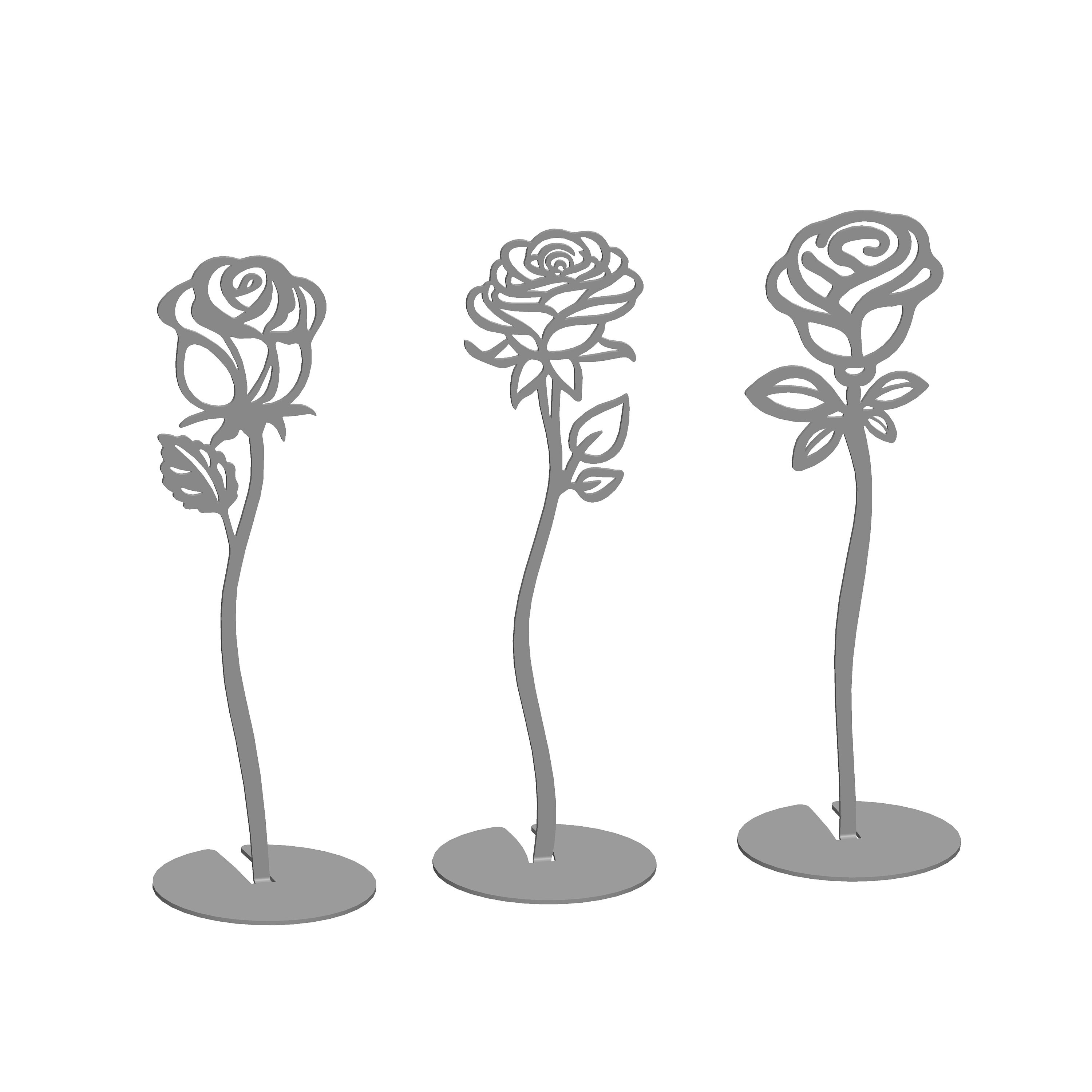 Standing Metal Rose DXF SVG Laser Cut Files / Valentines Day Laser Cut ...