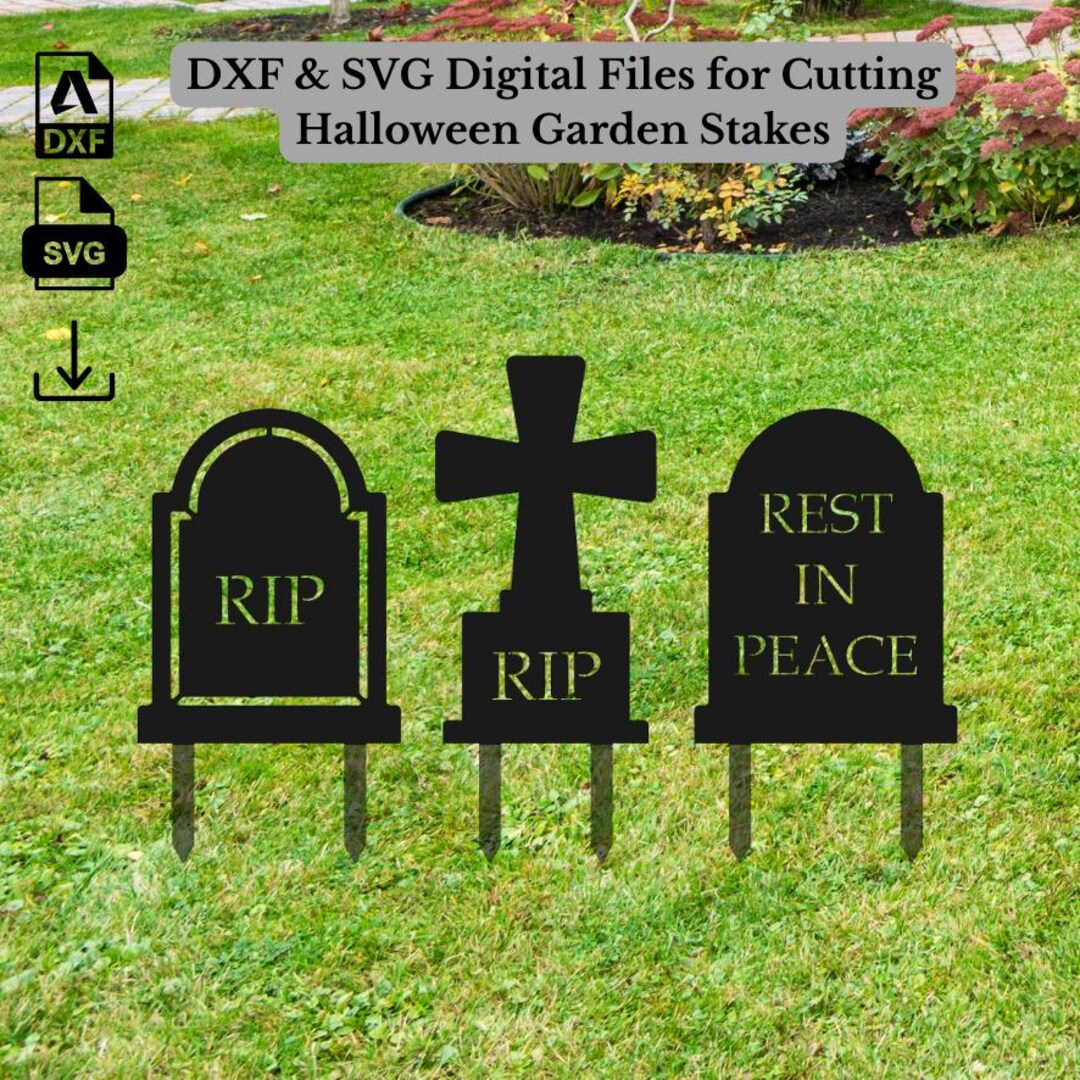 Rip Halloween Garden Stakes Dxf and Svg Files | Halloween Stake Laser ...