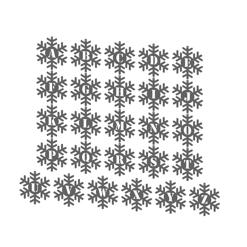 Snowflake Alphabet Letters Dxf Svg Files | Letters Cnc Cut Ready File ...