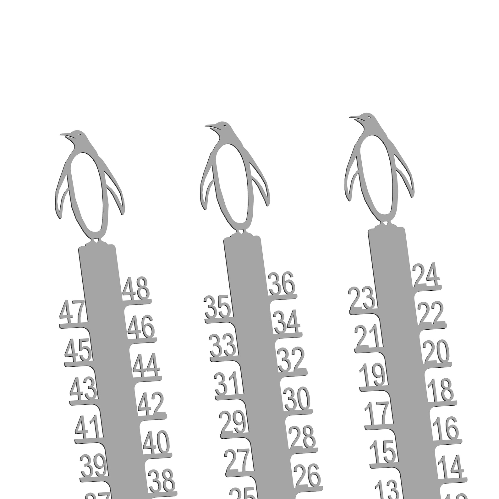 Penguin Snow Depth Gauge Dxf Svg Files | 48 Inc - 36 Inc - 24 Inc Snow ...