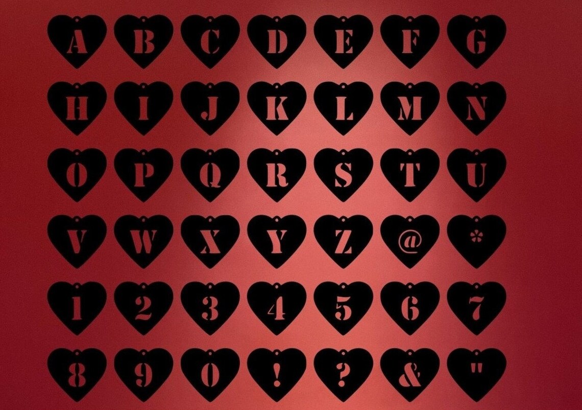 Heart Alphabet Svg and Dxf File / Valentine Day Dxf for Plasma ...