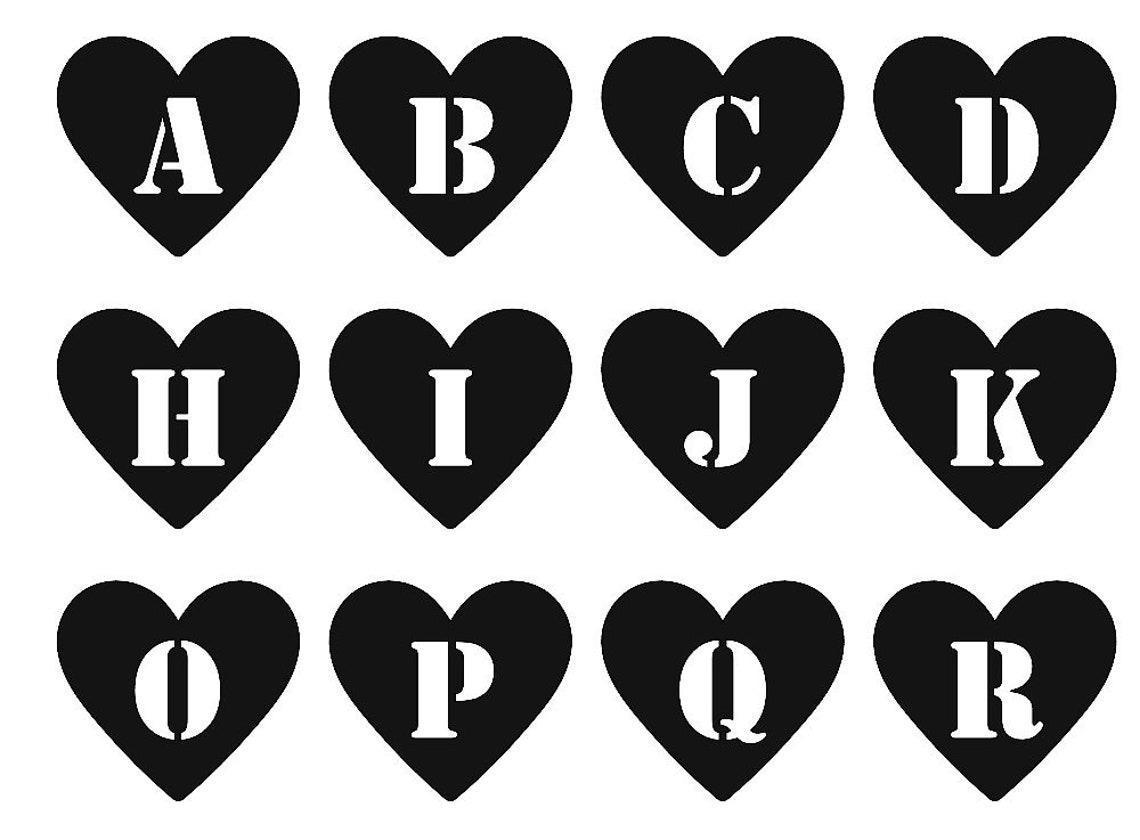 Heart Alphabet Letters Dxf and Svg Files / Heart Font Dxf and Svg ...