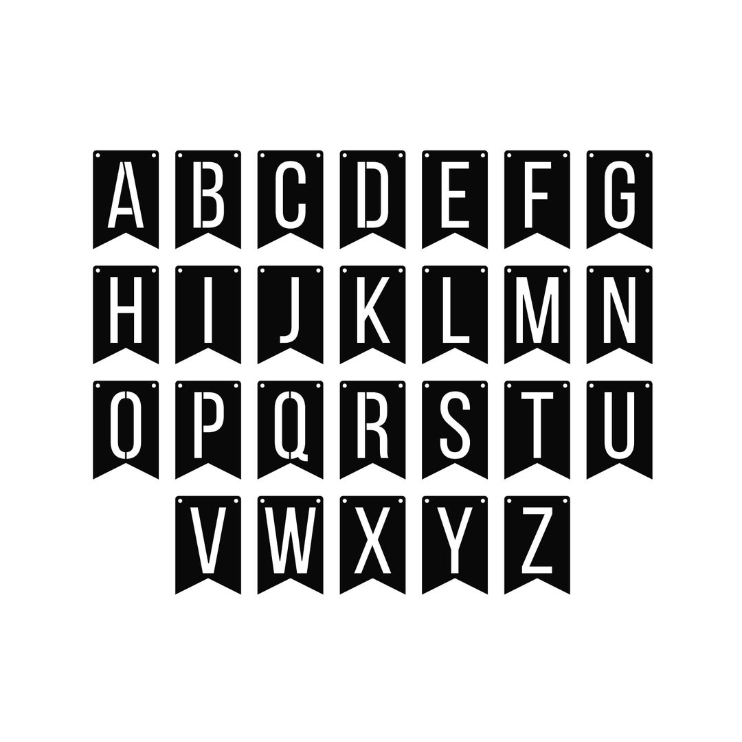 Banner Alphabet Font Dxf Svg Files | Hanging Alphabet Letters Laser Cut ...