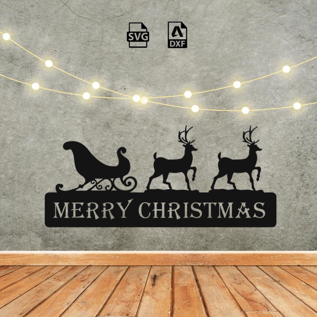 Santa Sleigh Reindeer DXF SVG Files | Merry Christmas Laser Cut Files ...