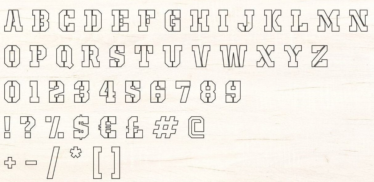 Alphabet Laser Cut Dxf Svg File Font Dxf File For Plasma Dxf Format For Laser Cutting Letters