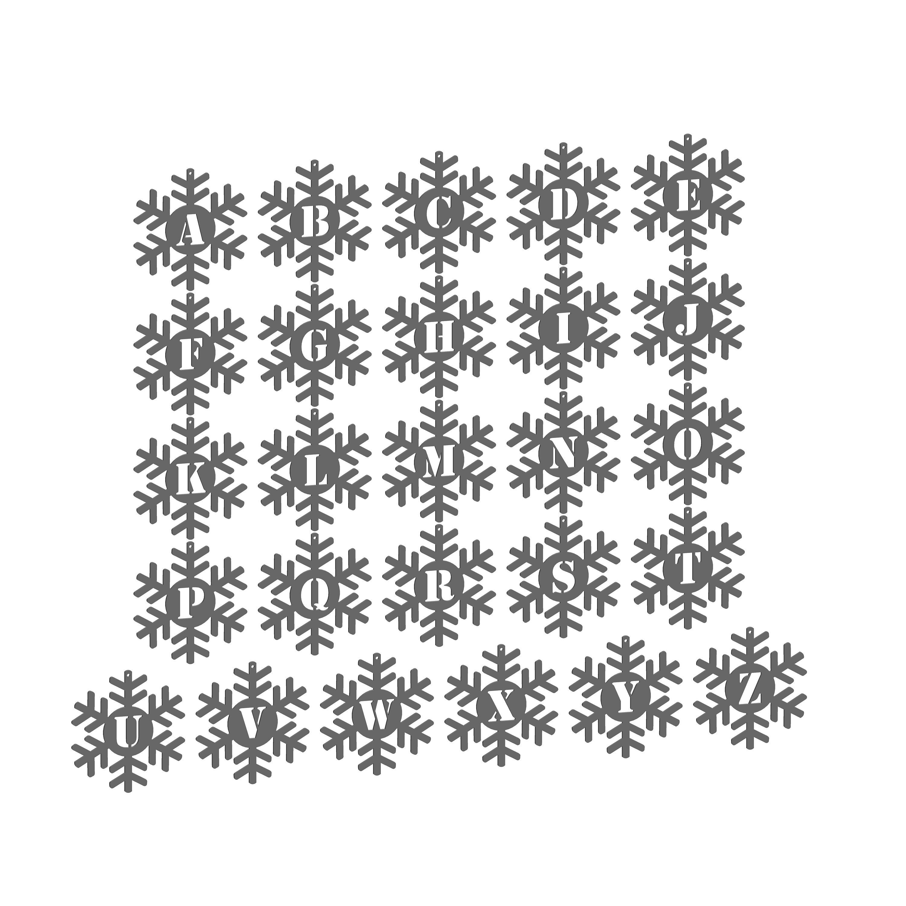 Snowflake Alphabet Letters Dxf Svg Files Letters Cnc Cut Ready File Dxf ...