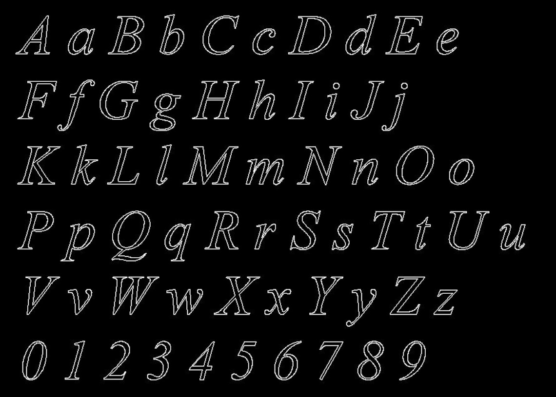 Abc Letters Dxf Laser Cut Stencil/alphabet Letters Dxf Files/0 to 9 or ...