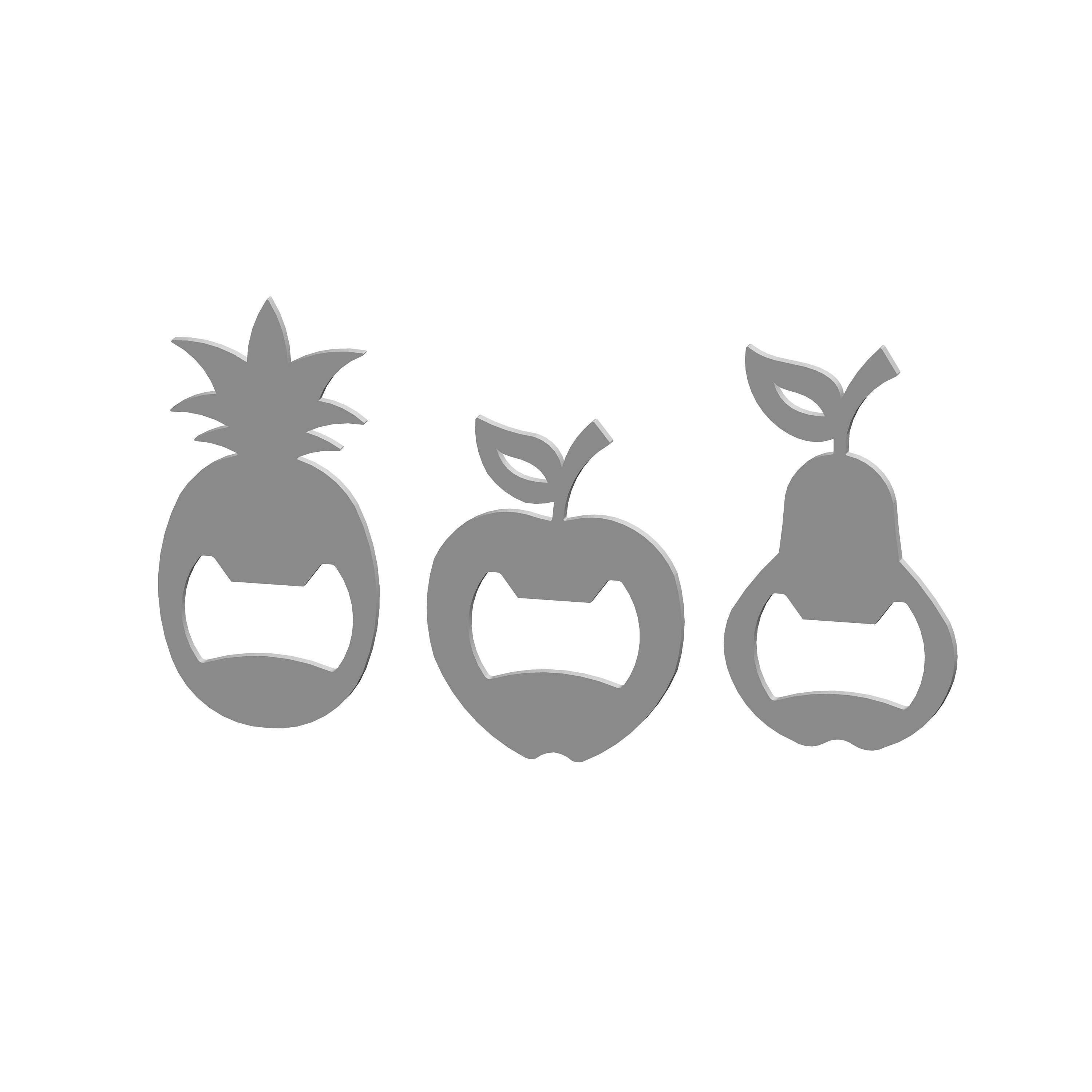 Fruit Bottle Opener Dxf and Svg Files | Pineapple, Apple, Pear Bottle ...