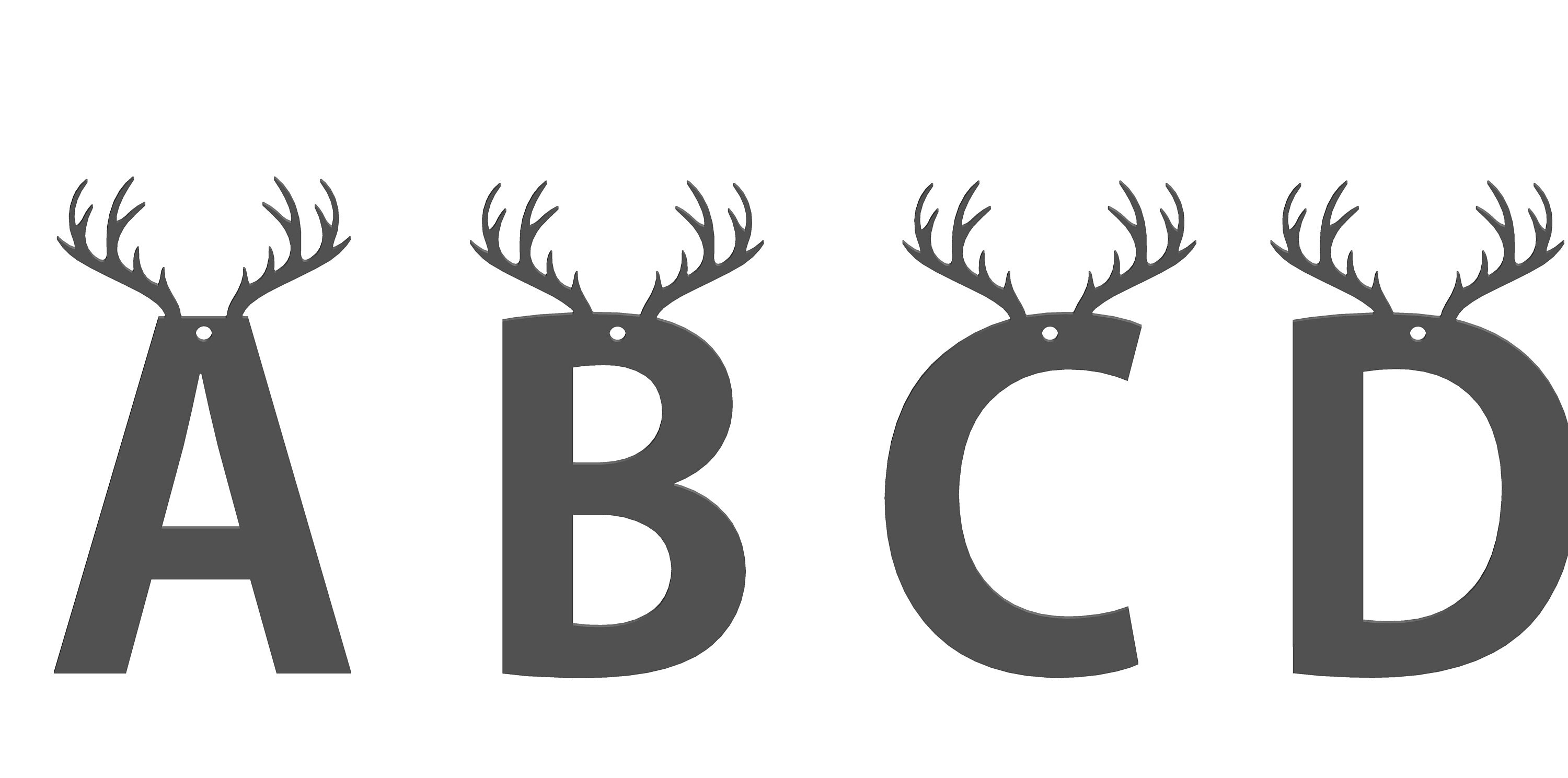 Antler Alphabet Letters Dxf Svg Laser Cut Files / Christmas Alphabet ...