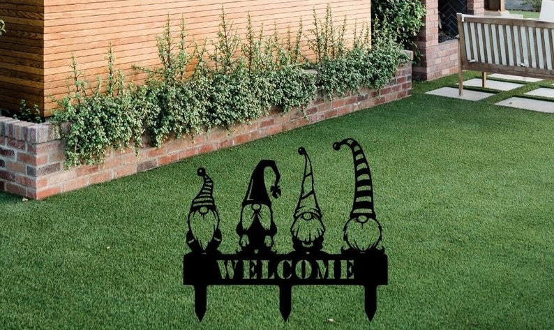 Welcome Gnomes Garden Stakes DXF SVG Files /svg File for Garden Gnomes ...