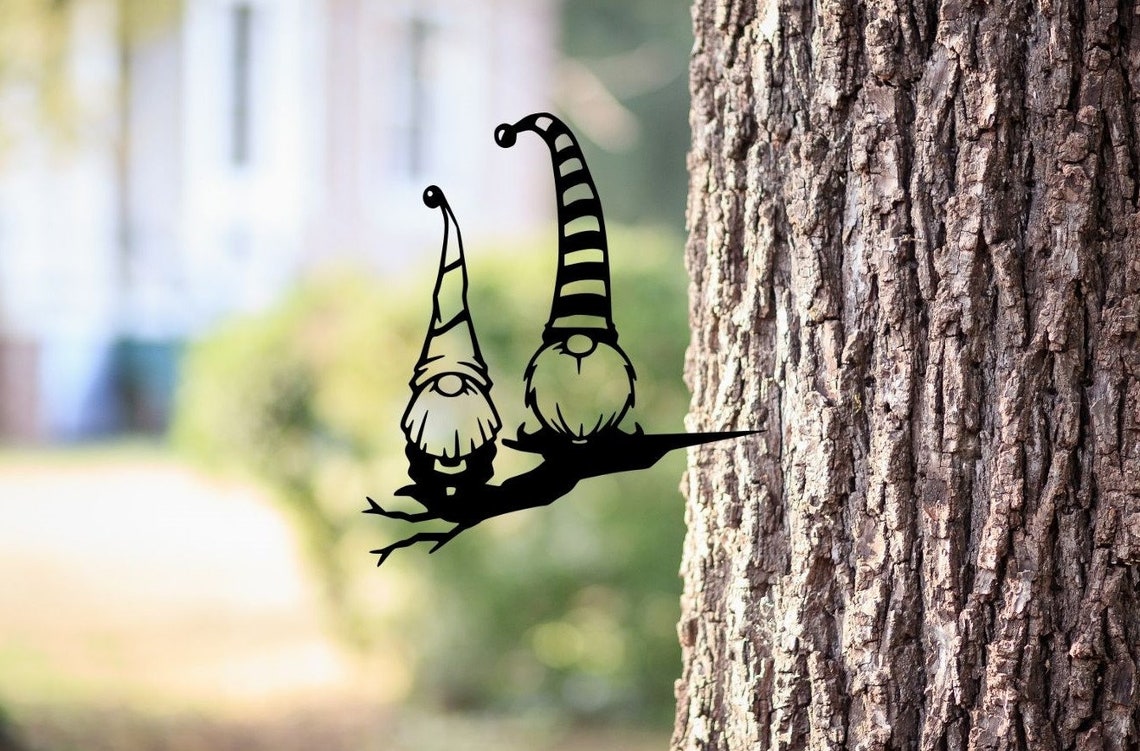 Metal Christmas Gnomes Tree Stake Dxf Files, Garden Decor Dxf Files ...