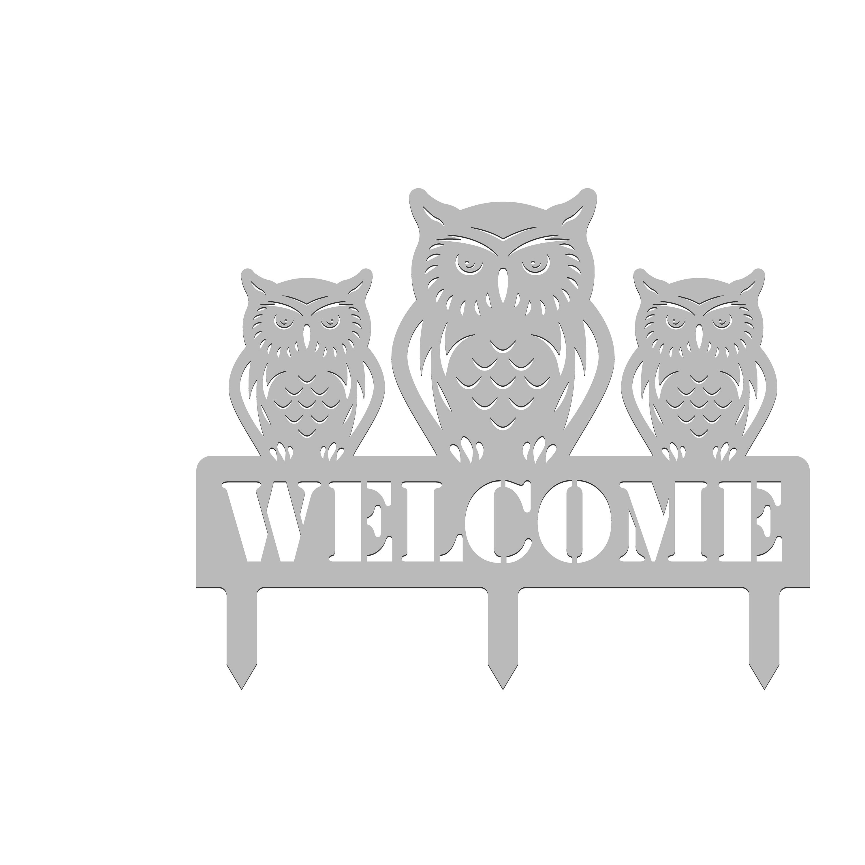 Owl Welcome Garden Stakes Dxf Svg Files / Garden Stakes Laser Cut Dxf ...