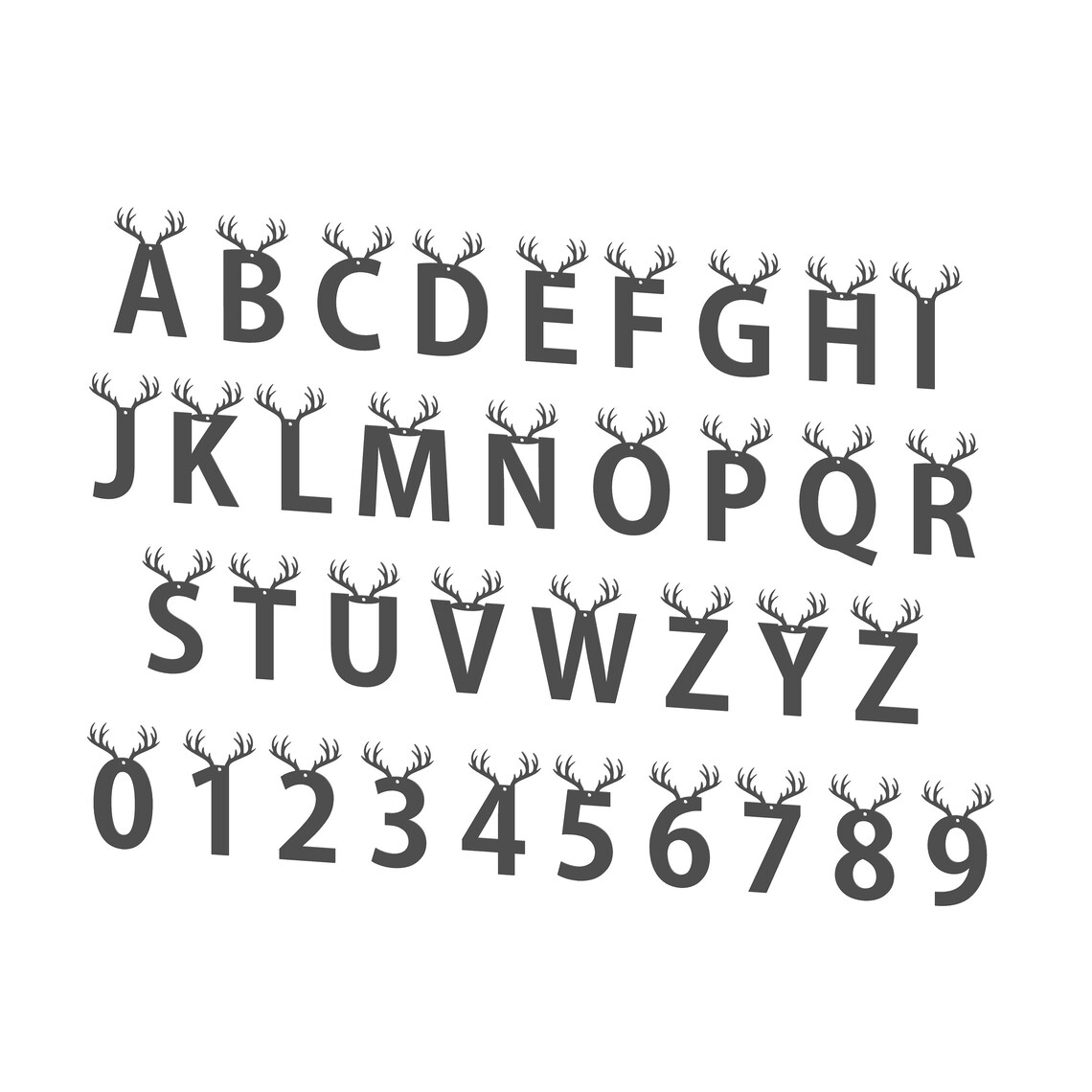 Antler Alphabet Letters Dxf Svg Laser Cut Files / Christmas Alphabet ...