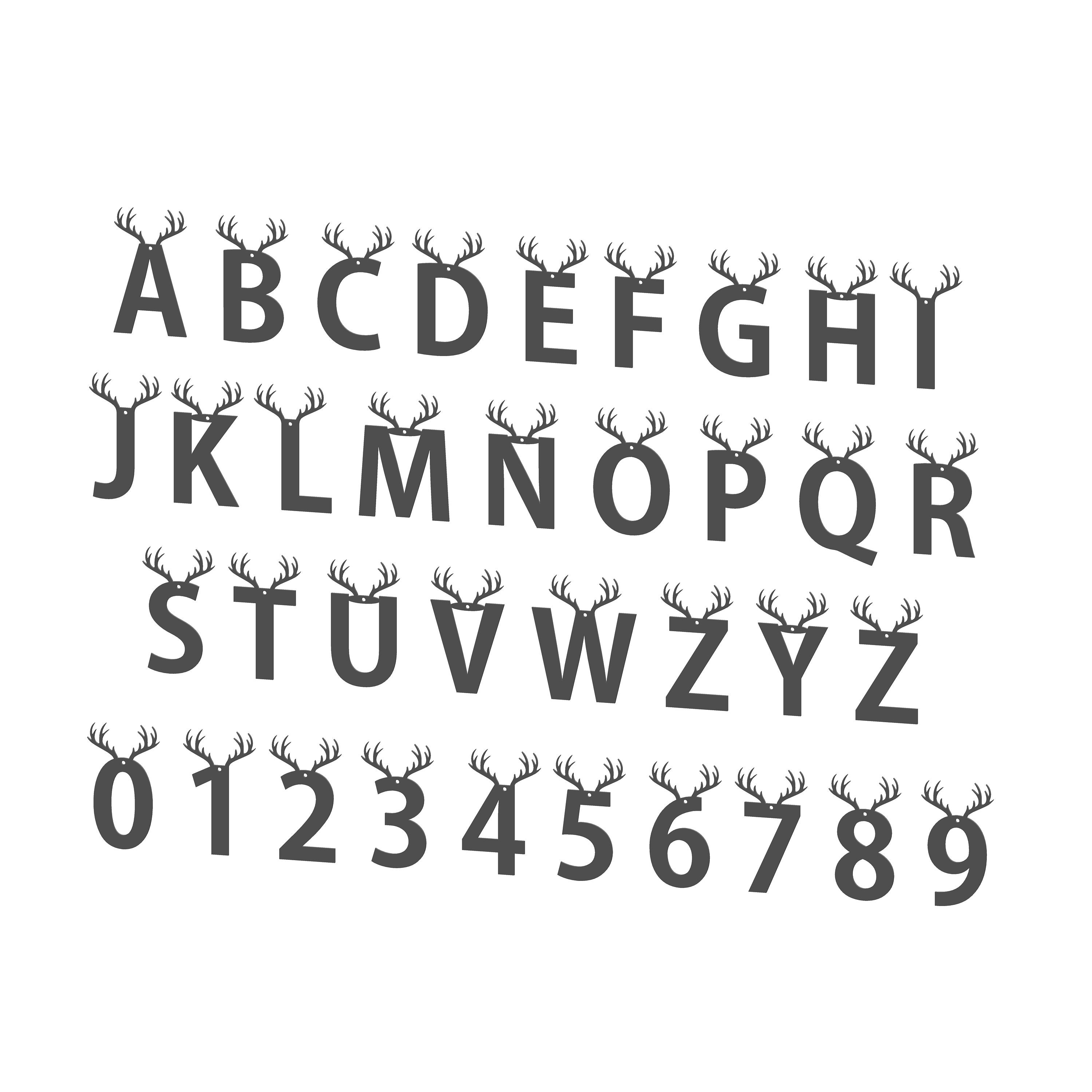 Antler Alphabet Letters Dxf Svg Laser Cut Files / Christmas Alphabet ...