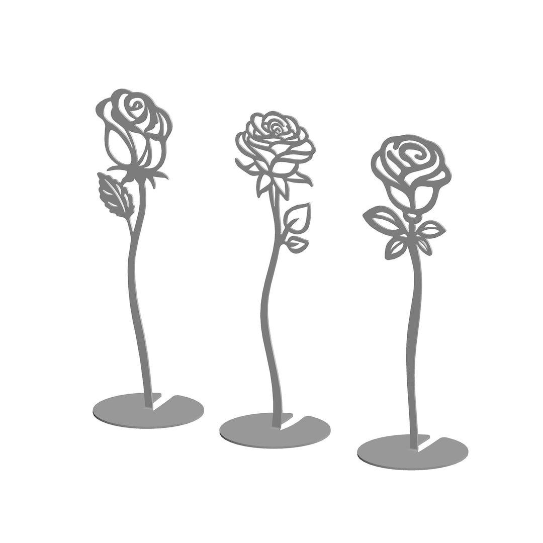 Standing Metal Rose DXF SVG Laser Cut Files / Valentines Day Laser Cut ...