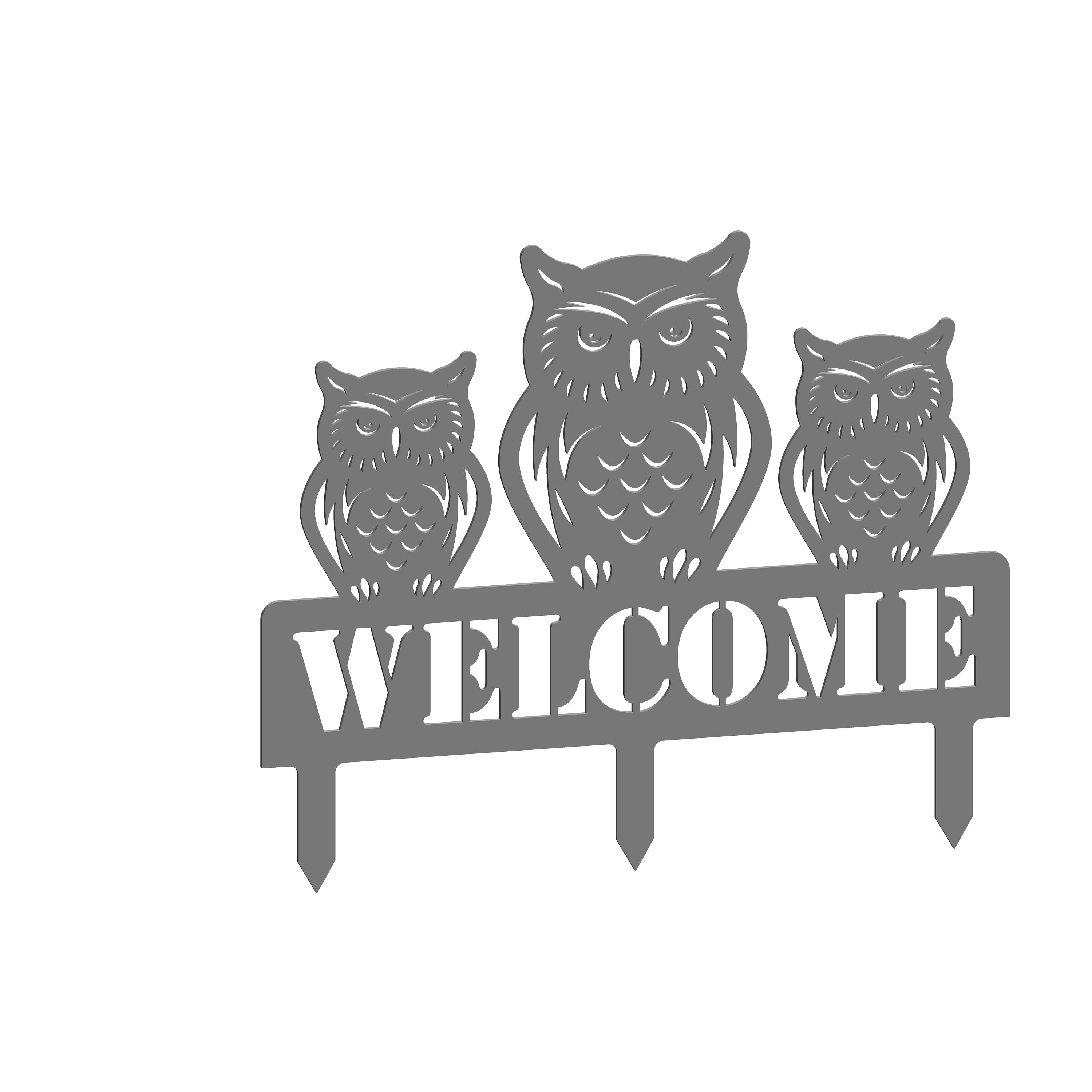 Owl Welcome Garden Stakes Dxf Svg Files / Garden Stakes Laser Cut Dxf ...
