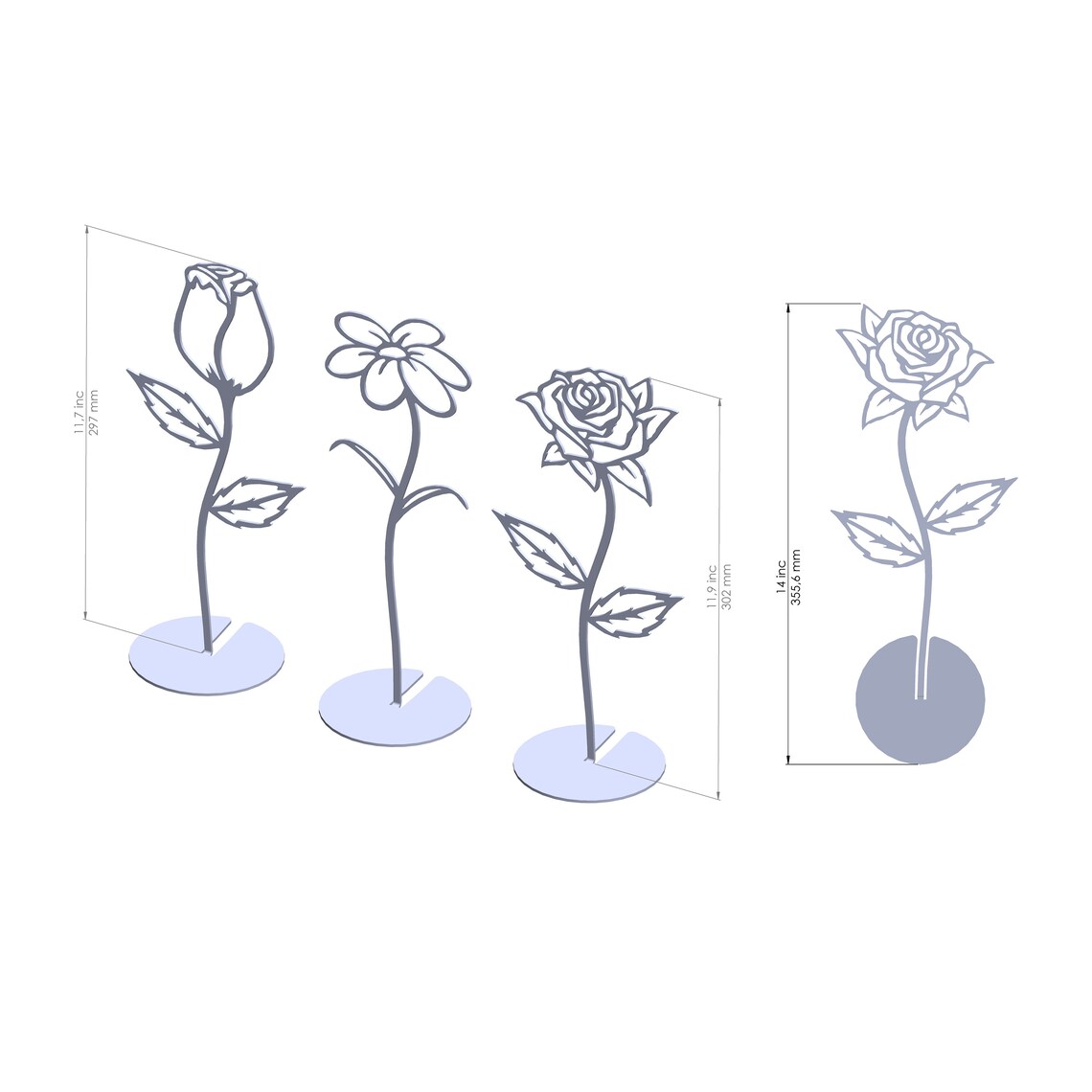 Standing Metal Rose DXF SVG File / Valentine Laser Cut Dxf File / Dxf ...