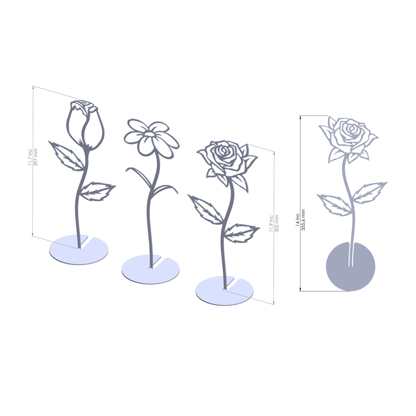Standing Metal Rose DXF SVG File / Valentine Laser Cut Dxf File / Dxf ...