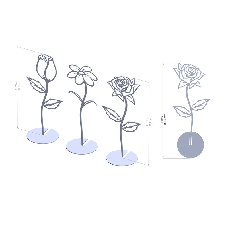 Standing Metal Rose DXF SVG File / Valentine Laser Cut Dxf File / Dxf ...