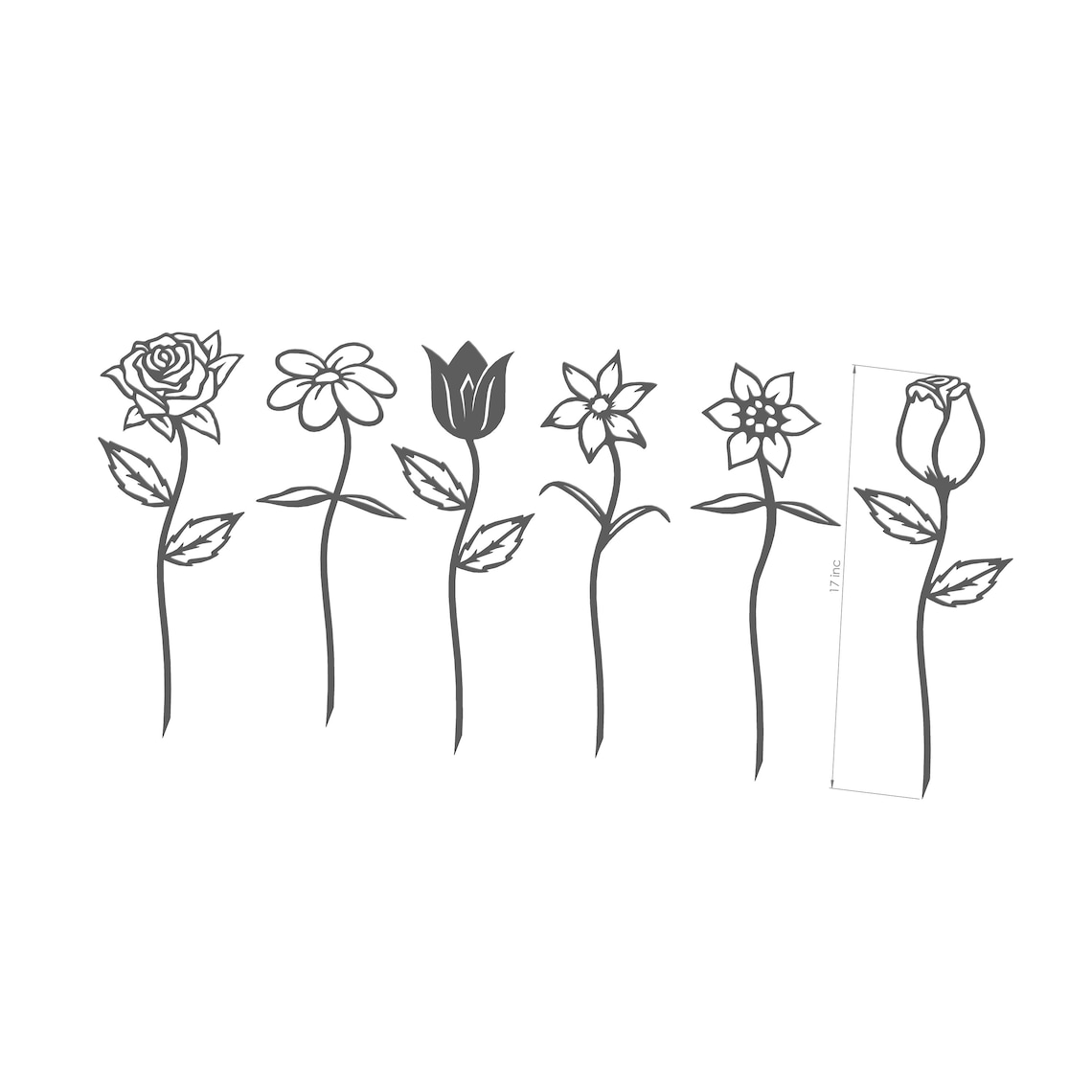 Metal Flowers Garden Stakes DXF SVG Files Metal Rose Decor Dxf Files ...