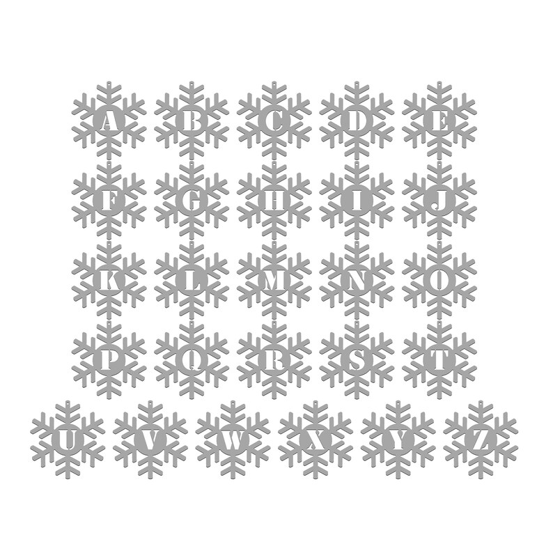 Snowflake Alphabet Letters Dxf Svg Files | Letters Cnc Cut Ready File ...