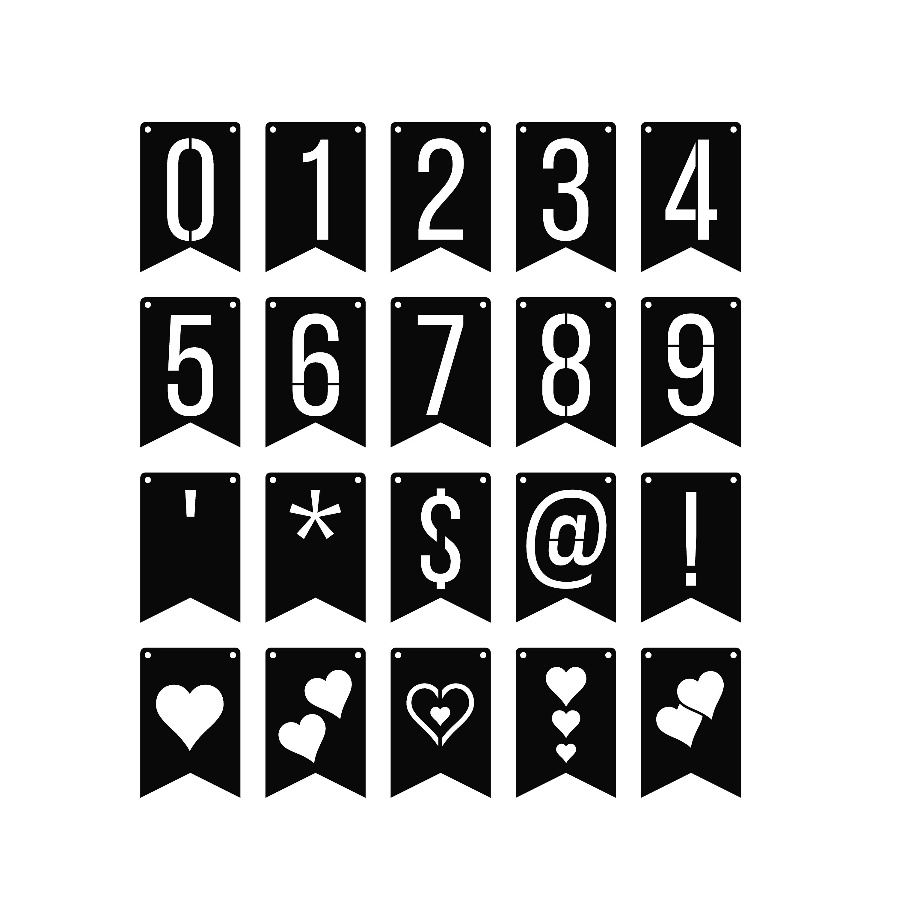 Banner Numbers Font Dxf Svg Files | Hanging Numbers Laser Cut Files ...