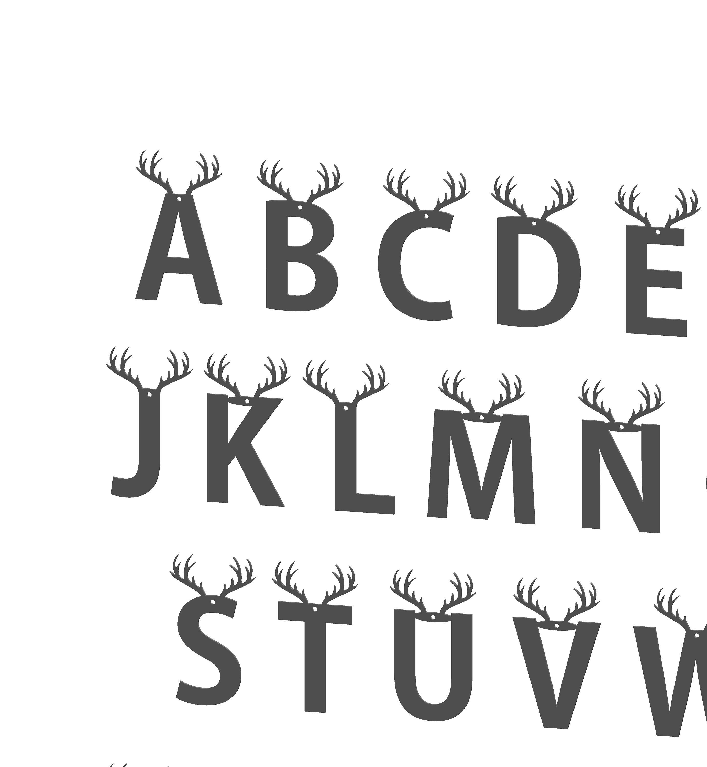 Antler Alphabet Letters Dxf Svg Laser Cut Files / Christmas Alphabet ...