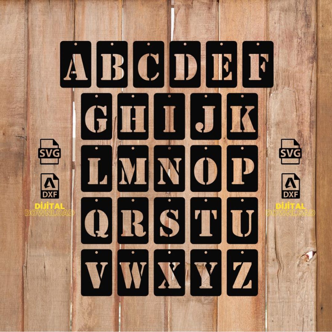 Laser Cut Hanging Letters DXF SVG Files / Rectangle Hanging Letters ...