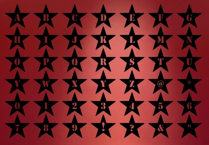 Letters Dxf Files Inside the Star Svg and Dxf File, Star Sitencil ...