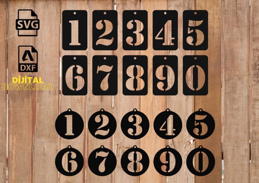 Laser Cut Hanging Numbers Dxf and Svg Files / Rectangle and Circular ...