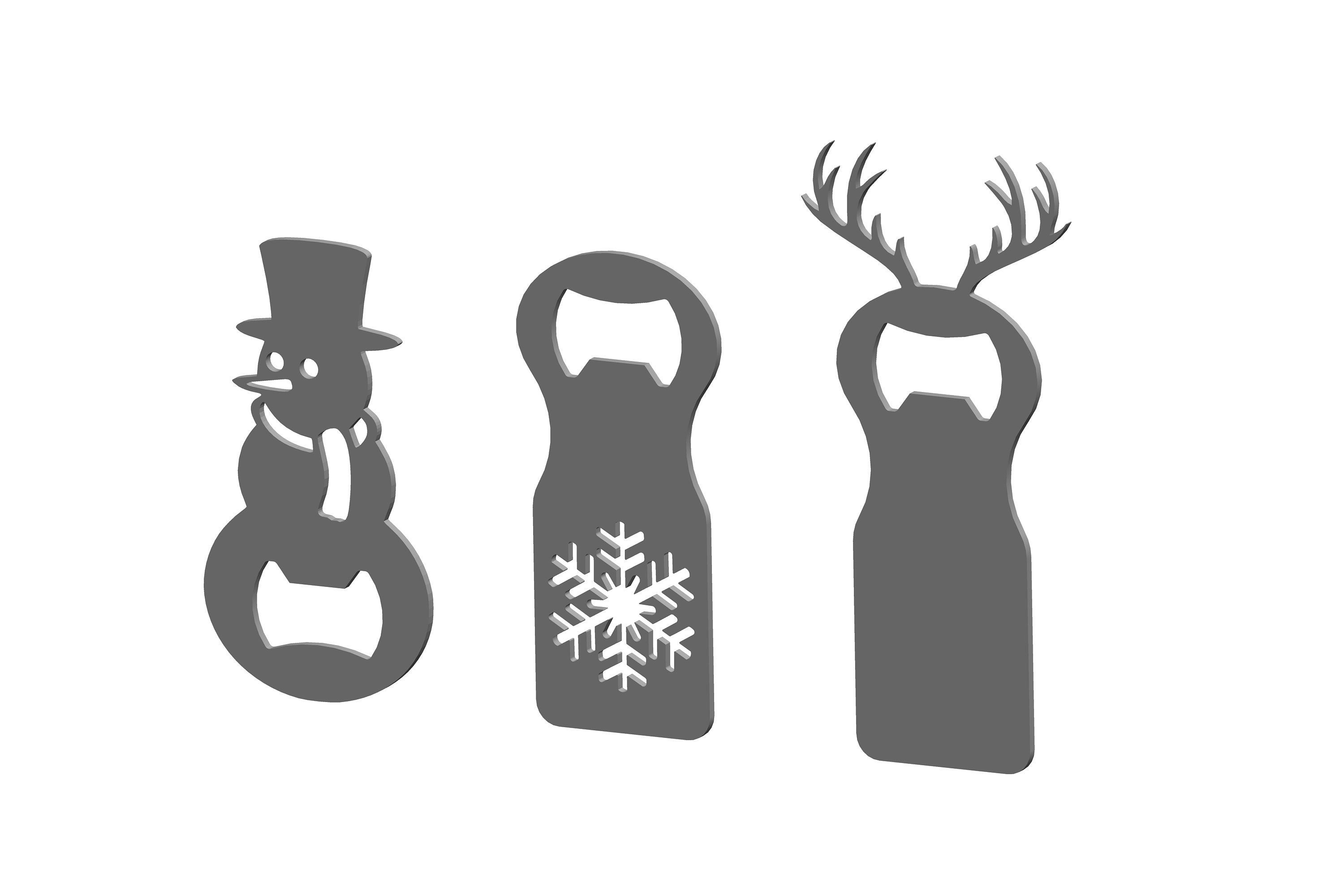 Christmas Beer Bottle Opener Dxf Svg Files/ Snowman, Snowflake, Deer ...
