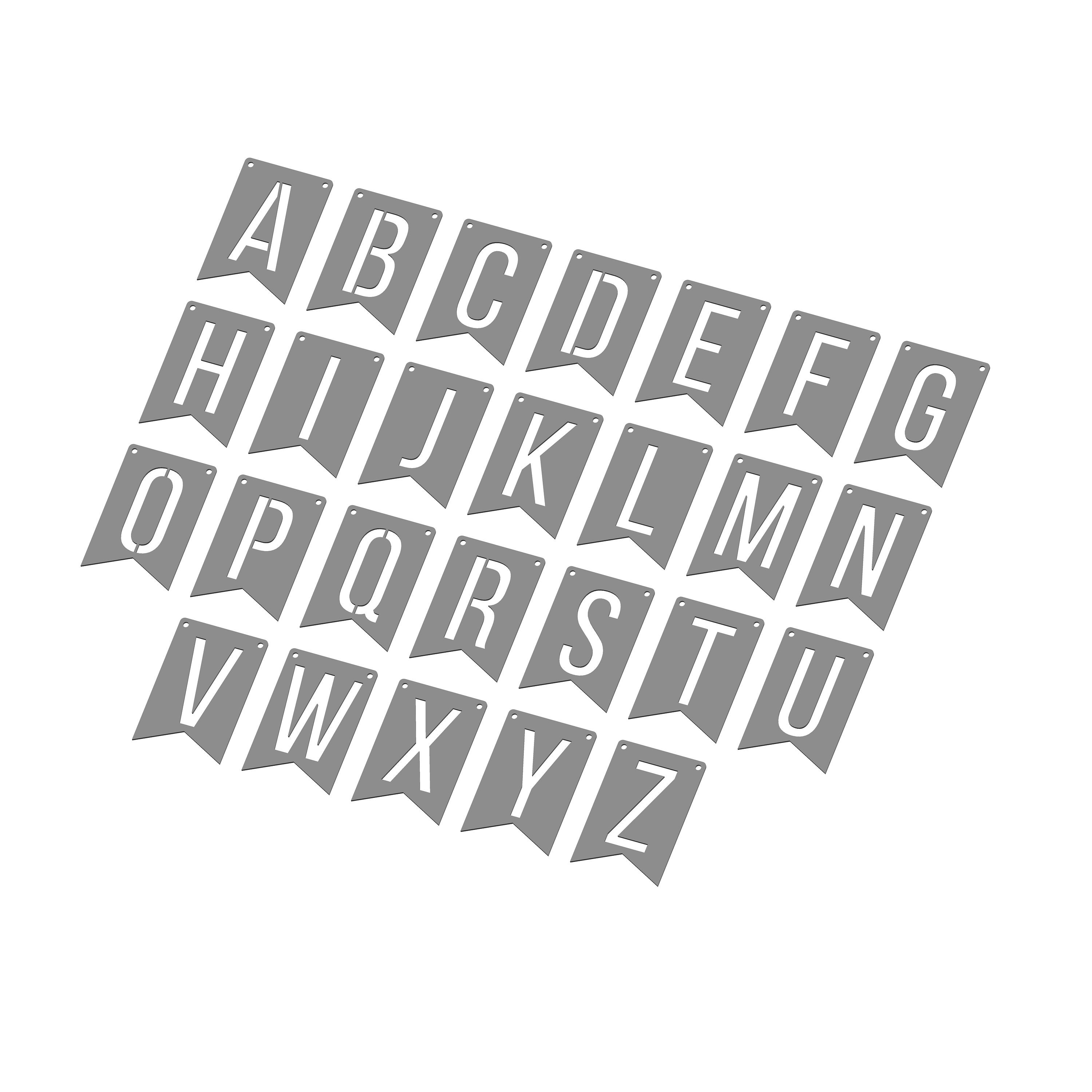 Banner Alphabet Font Dxf Svg Files | Hanging Alphabet Letters Laser Cut ...