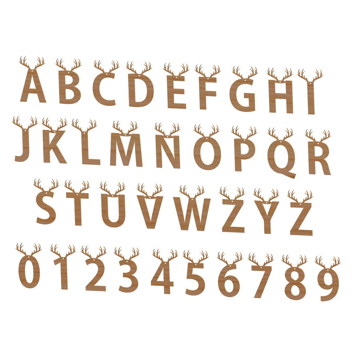 Antler Alphabet Letters Dxf Svg Laser Cut Files / Christmas Alphabet ...