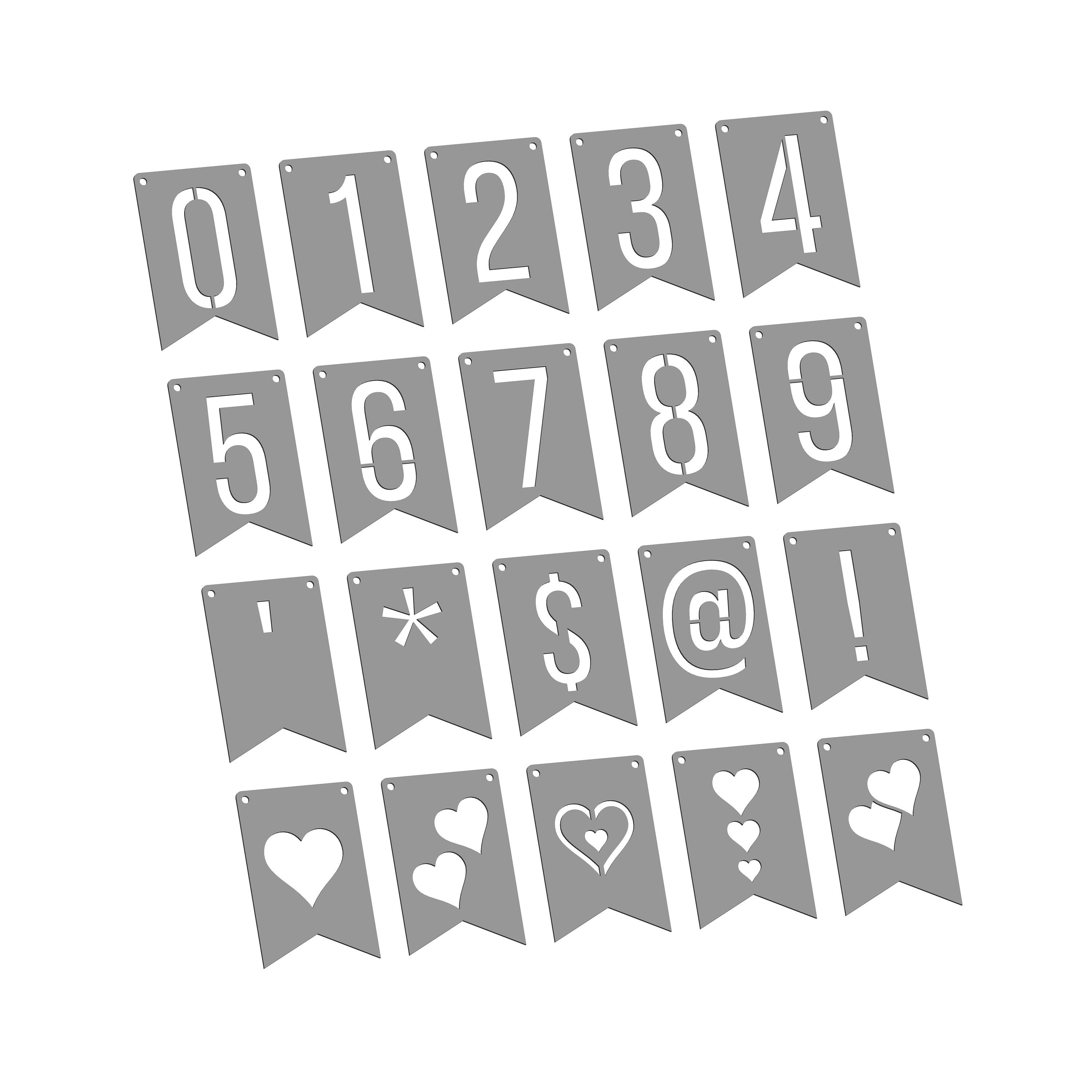 Banner Numbers Font Dxf Svg Files | Hanging Numbers Laser Cut Files ...