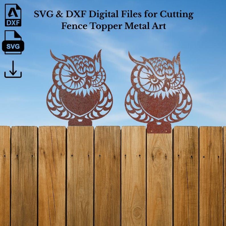 Owl Fence Topper DXF SVG Files | Owl Garden Decoration | Metal Yard Art ...
