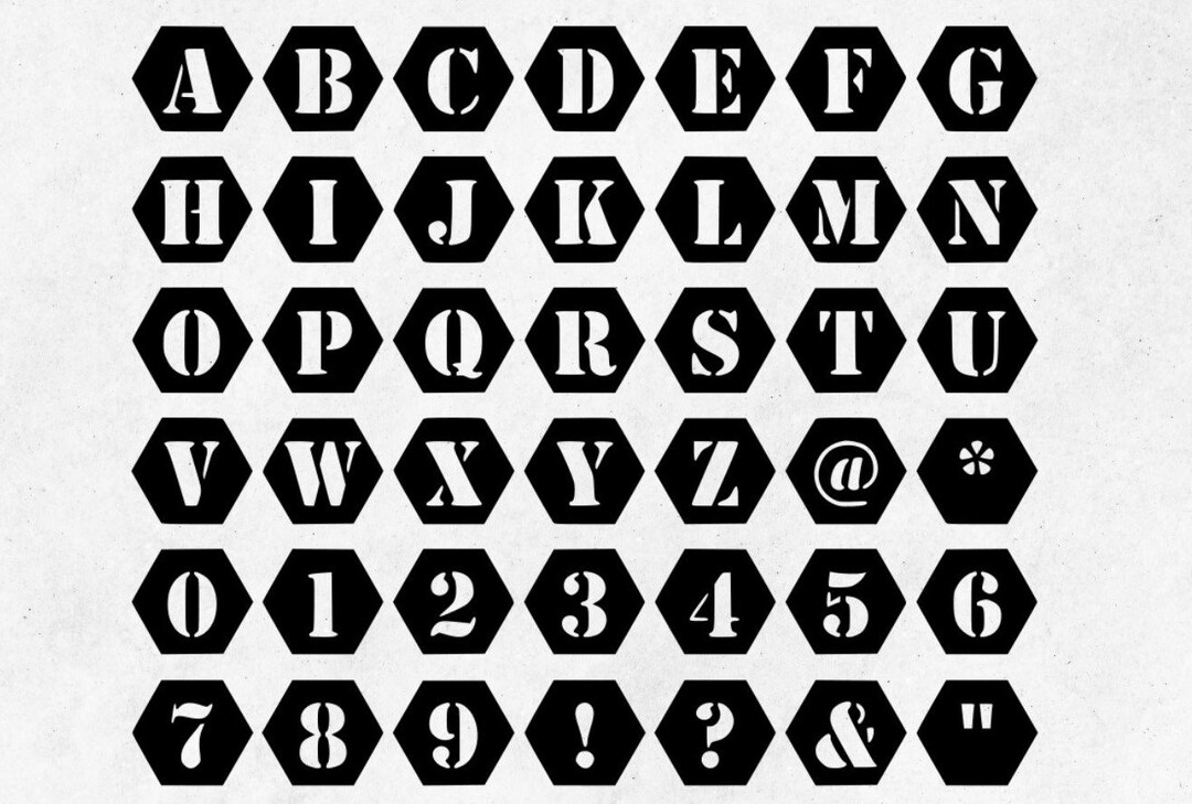 Hexagon Letter Svg and Dxf File, Sitencil Hexagon Font Alphabet Letters ...