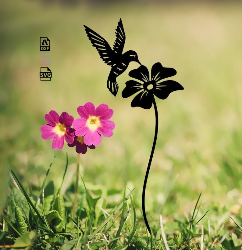 Hummingbird Garden Stake DXF SVG Files Garden Decor DXF - Etsy Canada