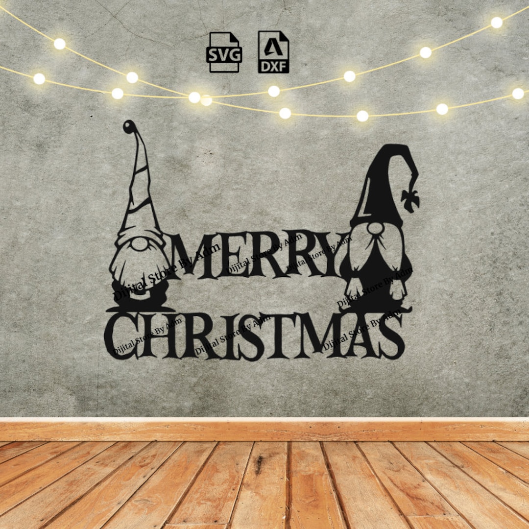 Merry Christmas Gnomes Dxf Svg Files | Metal Christmas Gnomes Wall ...