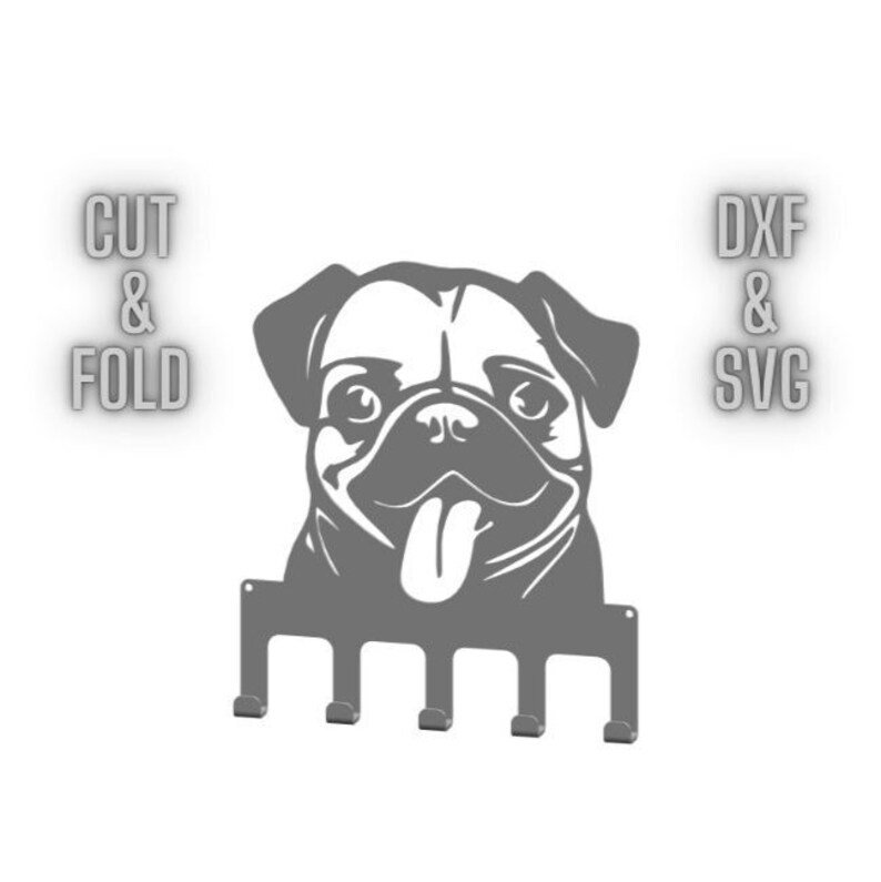 Pug Dog Key Holder Dxf Svg Laser Cut Files / Metal Key Hanger Svg Dxf ...