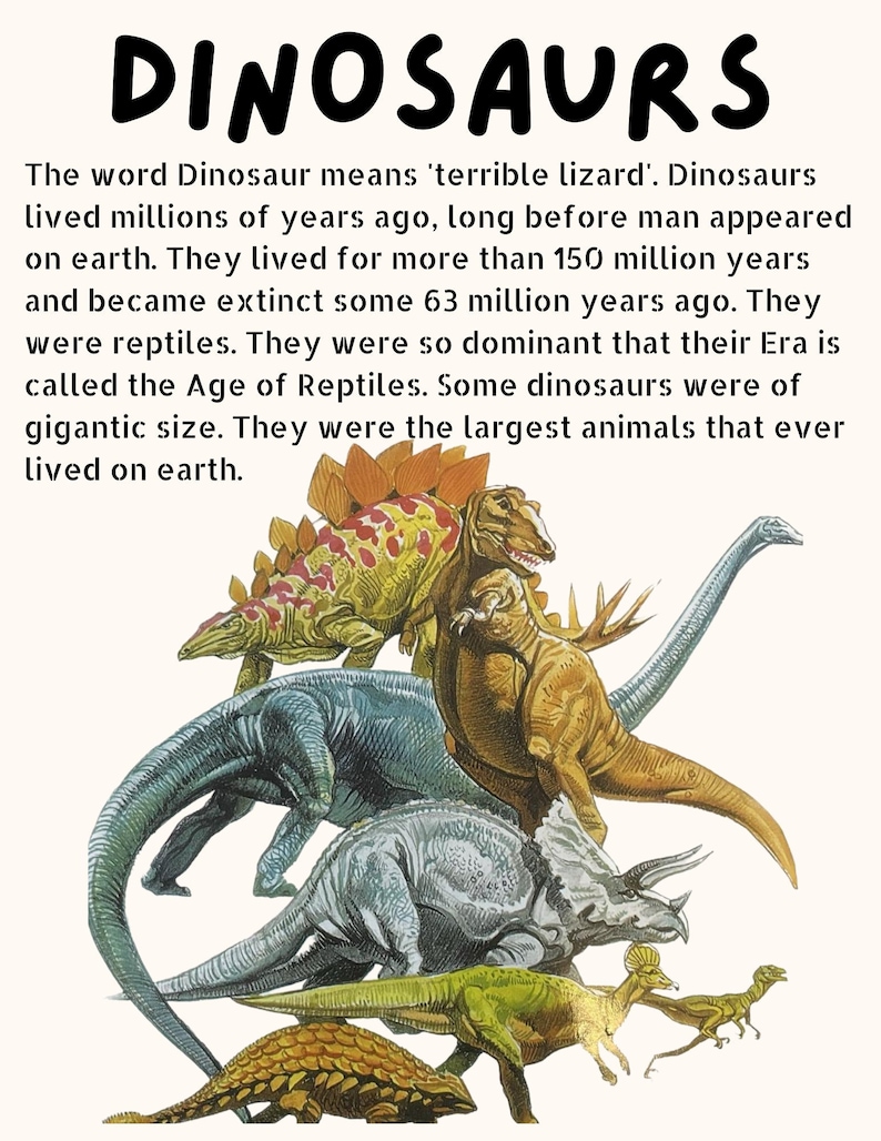 Dinosaur Unit Study, Dinosaur Information and Learning, Dinosaurs Print ...