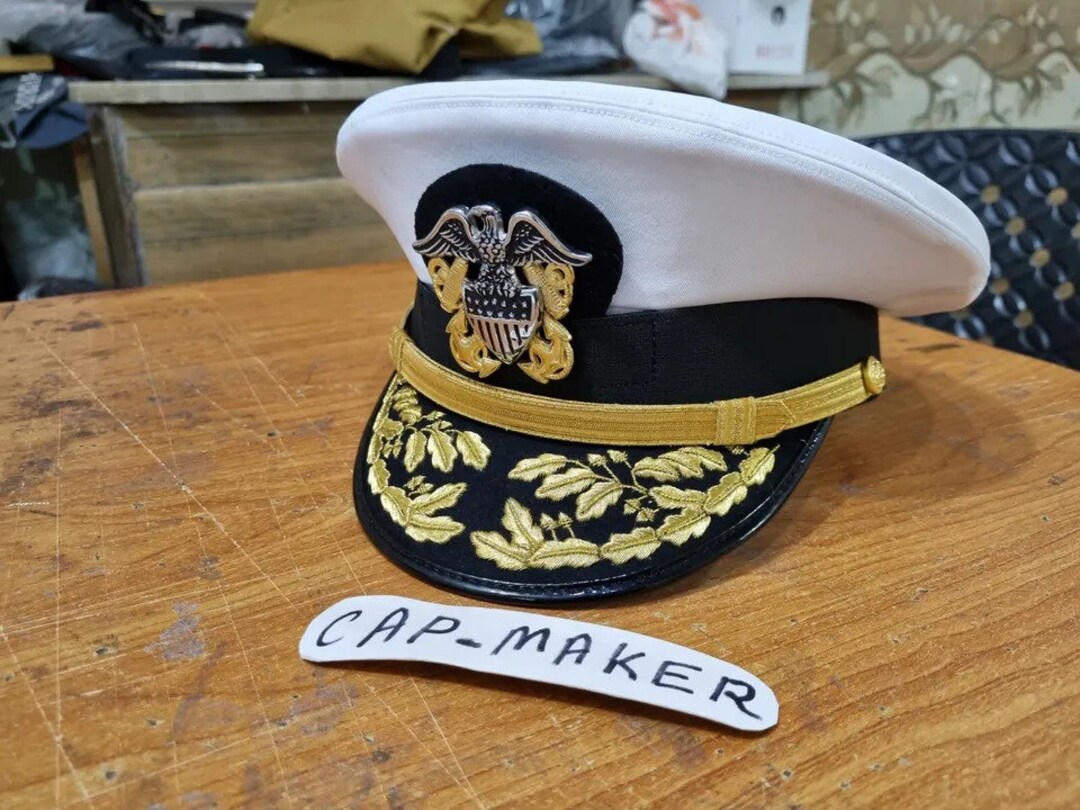 New Wwll US Navy Officer Hat , US Navy Admiral Cap Repro in All Sizes ...