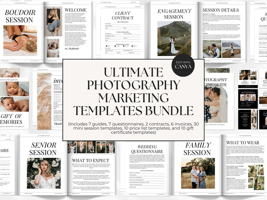 Canva Ultimate Photography Bundle, Photography Welcome Guide, Client ...