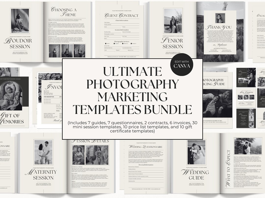 Canva Ultimate Photography Bundle, Photography Welcome Guide, Client ...