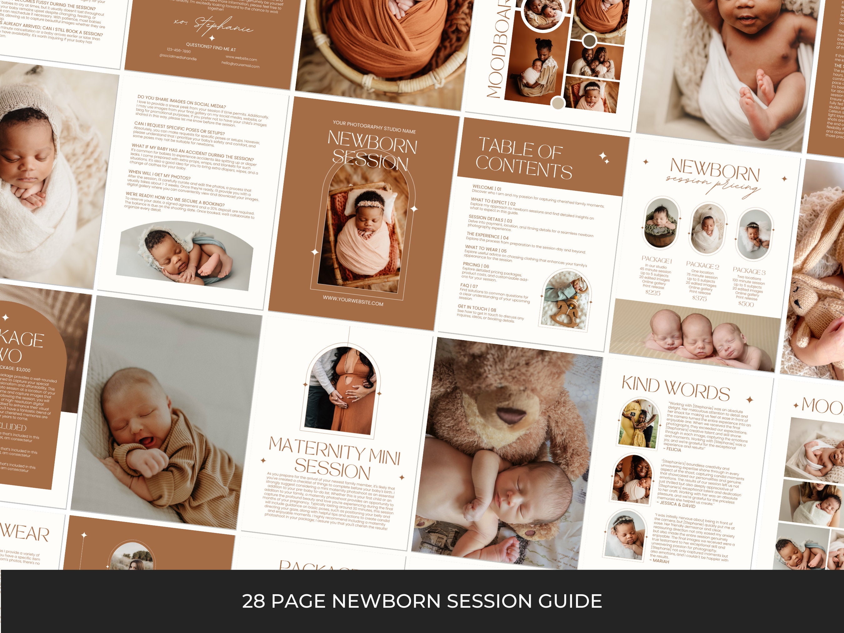 Newborn Session Prep Guide, Newborn Session Template, Newborn Photography Pricing Template Canva ...
