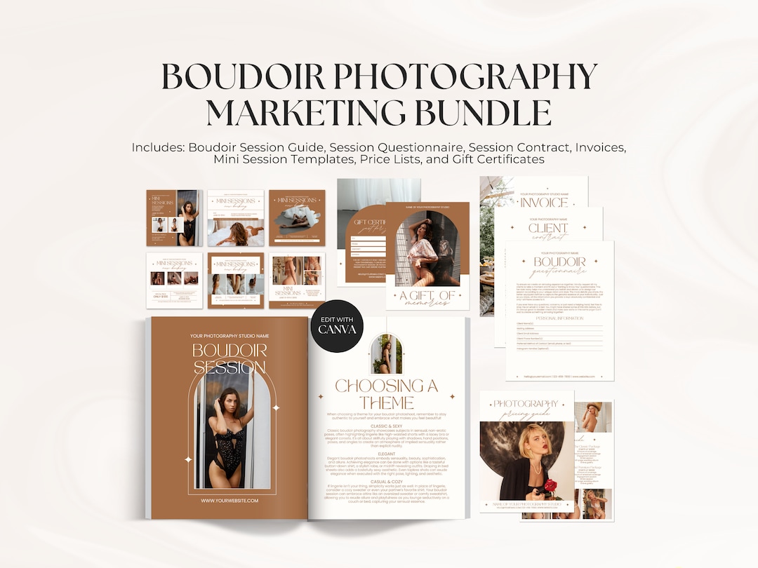 Canva Boudoir Photography Template Bundle, Boudoir Session Guide ...