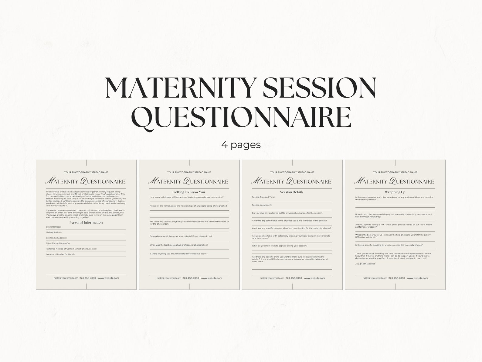 Maternity Photography Forms, Maternity Photography Contract, Maternity ...